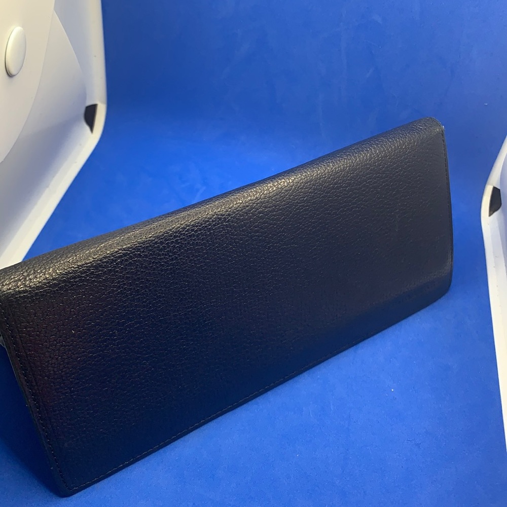 Burberry Nova Check Pattern Black Leather Continental… - Gem